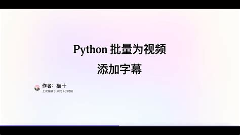 Python批量为视频添加字幕srt字幕自动转ass字幕 YouTube