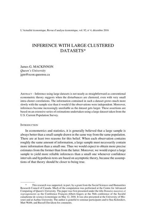pdf inference with large clustered datasets ference with large