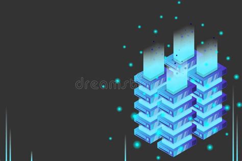Server Room Isometric Vector Futuristic Technology Of Data Protection And Processing