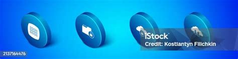 Set Isometric Binary Code Cloud Computing Lock Download And Upload And
