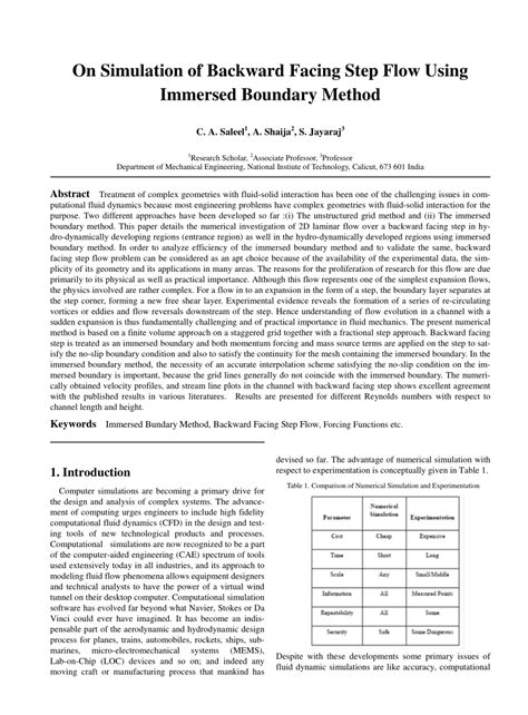 Pdf On Simulation Of Backward Facing Step Flow Using Immersed Boundary Method