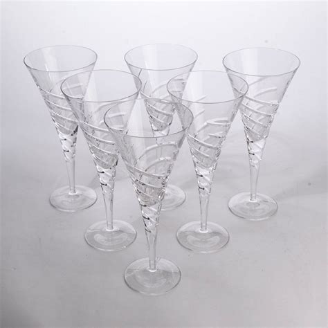 Set Of Six Swirl Conical Wine Glasses