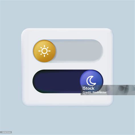낮과 밤 모드 스위치 아이콘 세트 인터페이스 Ui 기호 개념입니다 끄기 또는 켜기 및 어두운 버튼에 3d 벡터 3차원 형태에 대한 스톡 벡터 아트 및 기타 이미지 Istock