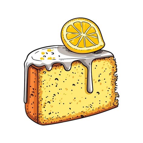 레몬 양귀비 씨 케이크 클립 아트 그림 프리미엄 벡터