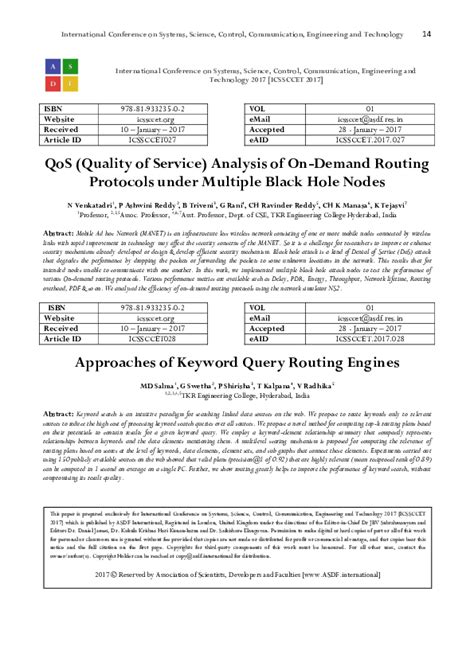 Pdf Qos Quality Of Service Analysis Of On Demand Routing Protocols Under Multiple Black Hole