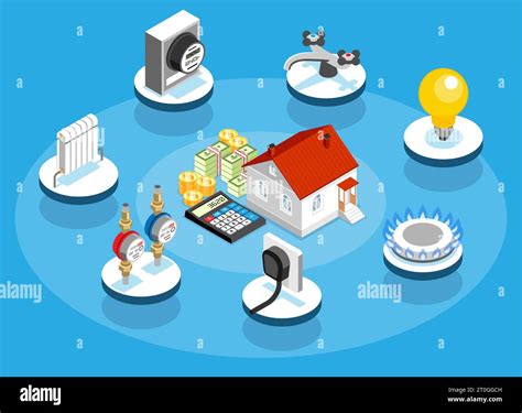 Household Public Utilities Design Concept Illustrated Consumption
