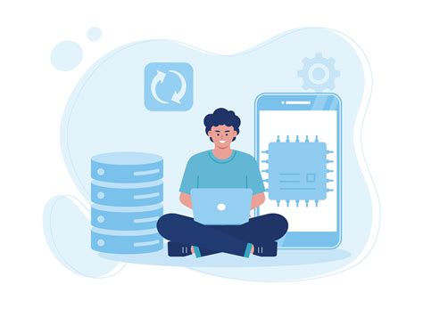 Cloud Data Synchronization Concept Flat Illustration 36260838 Vector