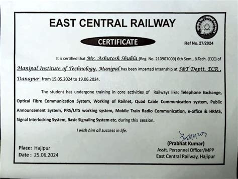 Ashutosh Shukla On Linkedin Internship Railway Technology Communication Learningexperience…