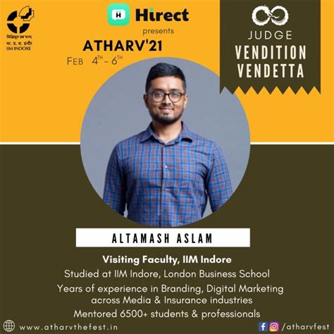 Atharv The Fest On Linkedin Presenting Our Esteemed Judge Altamash