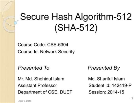 Secure Hash Algorithm Sha 512 Pptx