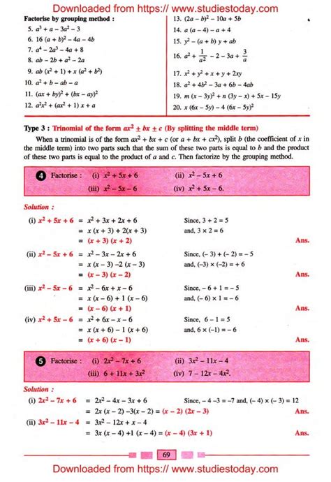 Icse Class 9 Ch 5 Factorization Pdf