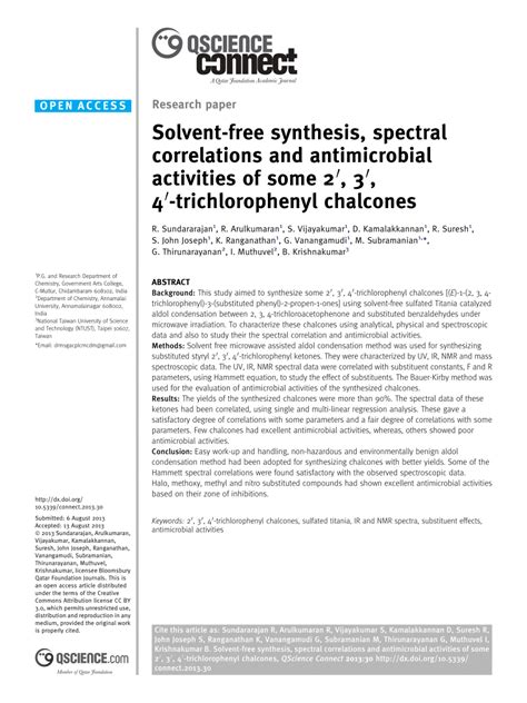 Pdf Solvent Free Synthesis Spectral Correlations And Antimicrobial Activities Of Some 2 0 3