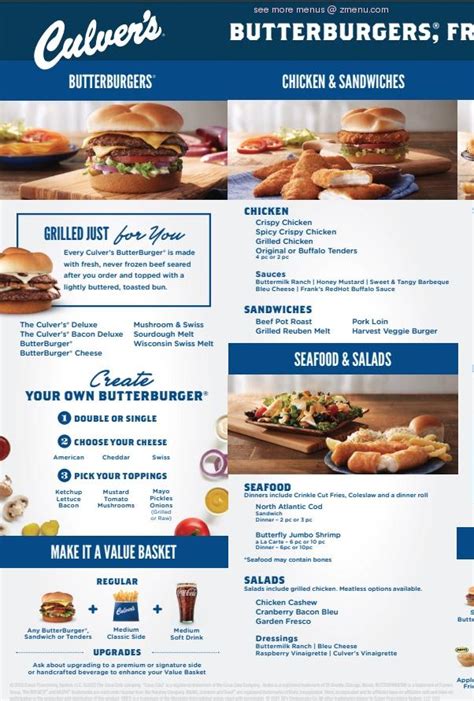 Menu At Culvers Fast Food Urbana