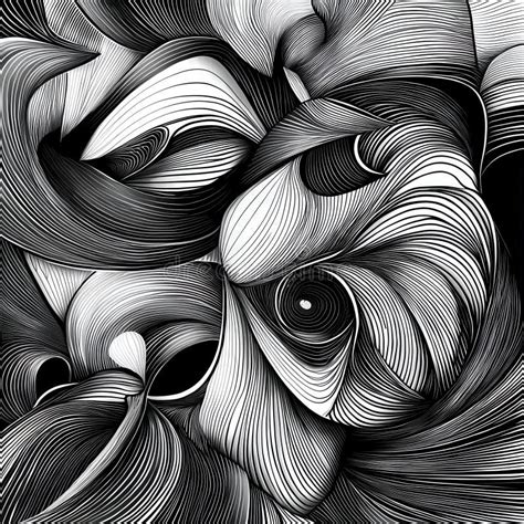 Intricate Black And White Abstract Wave Patterns Creating Dynamic Visual Flow And Movement For
