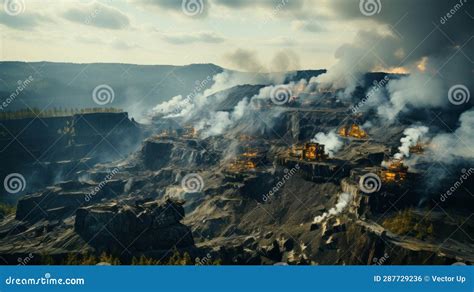 Coal Mining From Above Open Pit Mine Extractive Generative Ai Stock