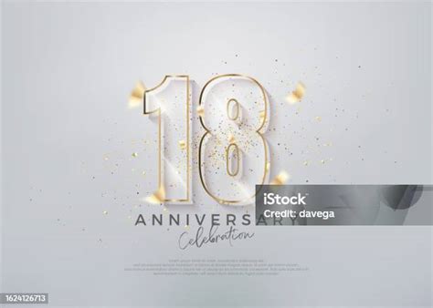 독특한 유리 숫자가 있는 현대적인 숫자 18번 축하 디자인을 위한 프리미엄 벡터 포스터 배너 축하 인사말을 위한 프리미엄 벡터
