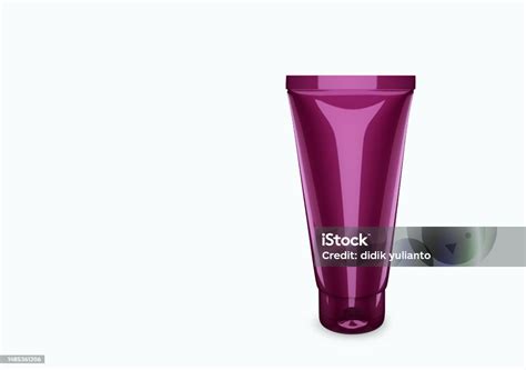 배경에서 분리된 깊은 라일락 진주층 스크럽 튜브 모형 스크럽 튜브 패키지 디자인 빈 위생 의료 신체 또는 얼굴 관리 템플릿입니다 3d 그림 공란에 대한 스톡 사진 및 기타