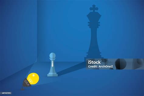 전구 모양 플래시 킹의 쇼 큰 그림자를 폰 체스 체스 아이디어와 비즈니스 개념 그림자에 대한 스톡 벡터 아트 및 기타 이미지 그림자 남자 킹 Istock