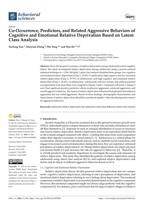 Pdf Co Occurrence Predictors And Related Aggressive Behaviors Of Cognitive And Emotional
