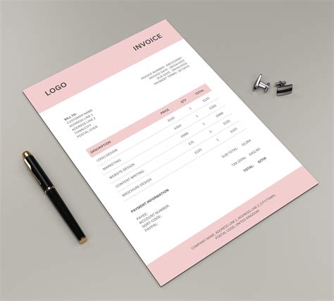 Digital Editable Invoice Template Feminine Invoice Template Freelance Invoice Template