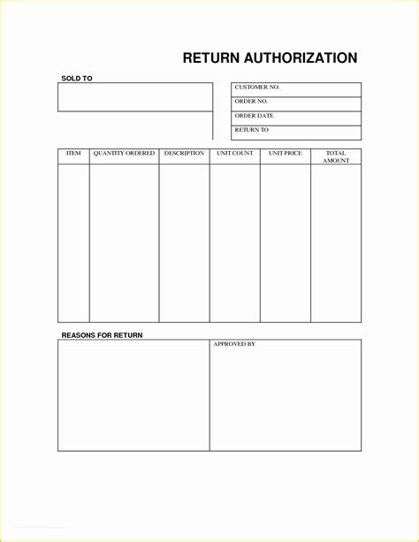 Free Return Authorization Form Template Of Authorization Form Template Best S Return In Word