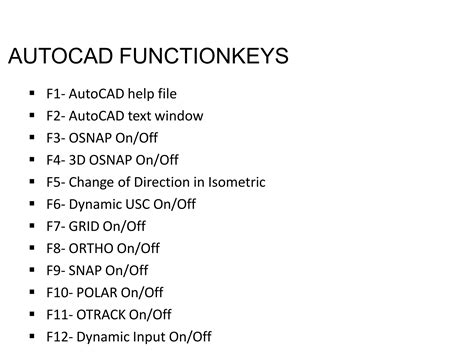 List Of Function Keys And Shortcutkeys In Autocad Pdf