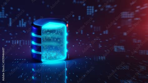 Square Blocks Or Small Cubes Are Collected In A Database Against A Blue