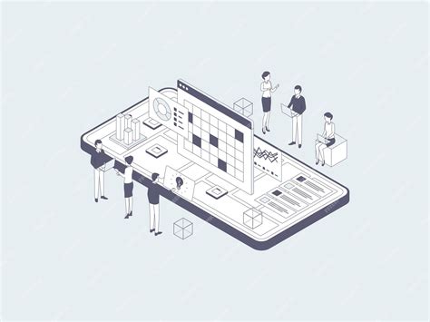 Premium Vector Business Analytic Isometric Illustration Lineal Grey Suitable For Mobile App