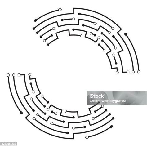 추상 연결 프레임입니다 순환 미래 지향적 인 계획 회로 기판 흑백 그래픽의 구조 마더보드 기술 링 전자 통신 장치의 메커니즘 최신 프로세서 디자인 원형에 대한 스톡 벡터