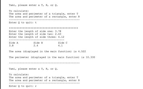 Solved Write A Program That Will Calculate The Area And Chegg Com