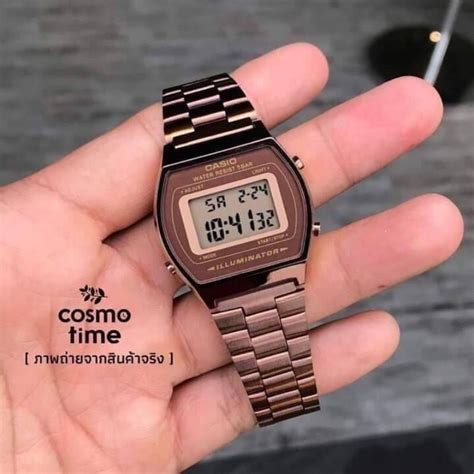 🇹🇭🇹🇭🇹🇭casio นาฬิกาข้อมือผู้ชาย หญิง สีชมพู สายสเตนเลส รุ่น B640wc 5a ฟรีกล่องคาสิโอ ตั้งเวลา