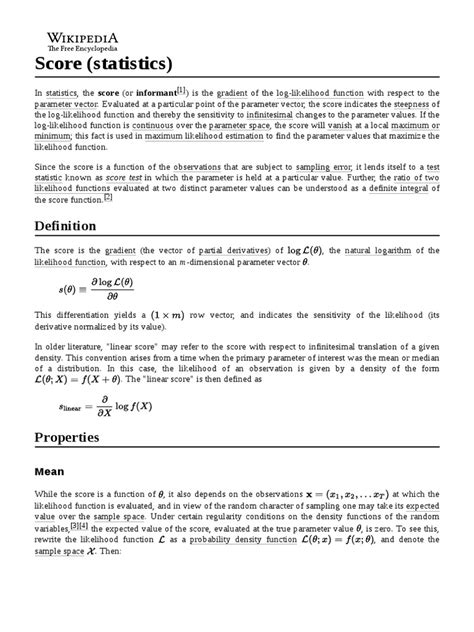 Score Statistics Pdf Statistical Theory Statistics