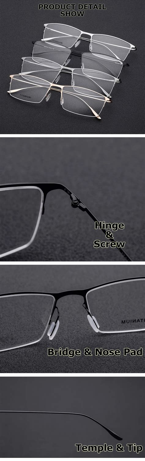 Mens Titanium Eyeglasses Half Frame Semi Rimmed Fuzweb