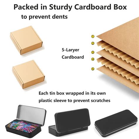 4 Pieces Metal Rectangular Hinged Tin Boxes With Lid Black Metal