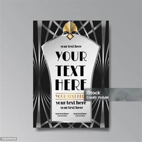 아르 데코 럭셔리 템플릿 골든 블랙 A4 페이지 메뉴 카드 초대장 광란의 20년대에 대한 스톡 벡터 아트 및 기타 이미지