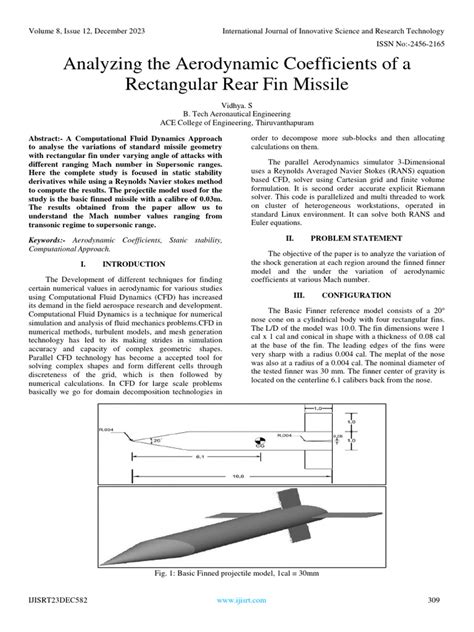 Analyzing The Aerodynamic Coefficients Of A Rectangular Rear Fin Missile Pdf