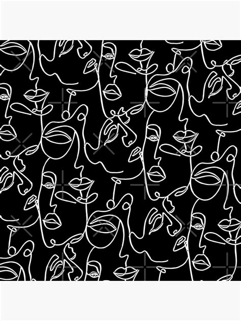 One Line Drawing Abstract Face Pattern Modern Minimalism Art Aesthetic Contour Continuous Line