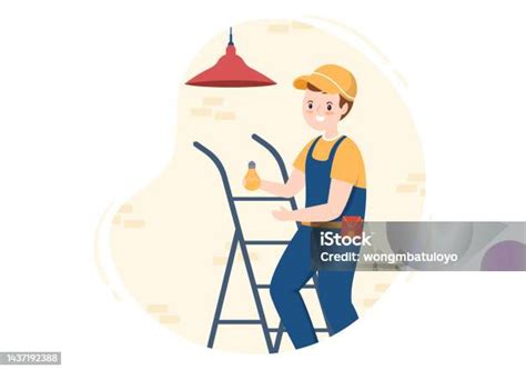 조명 및 전기 에너지 유지 보수 서비스 패널 기술자의 캐비닛 평면 만화 손으로 그린 템플릿 그림에 전기 작업 건설 산업에 대한 스톡 벡터 아트 및 기타 이미지 Istock