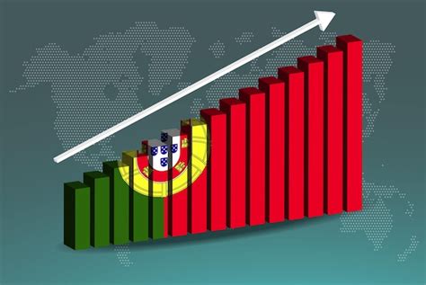 데이터 국가 통계 개념에 포르투갈 3d 막대 차트 그래프 벡터 위쪽 상승 화살표 프리미엄 벡터