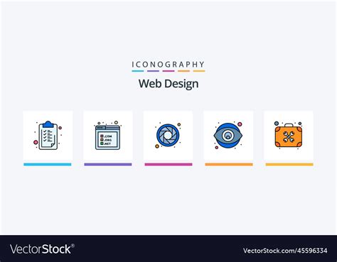 Web Design Line Filled Icon Pack Including Vector Image