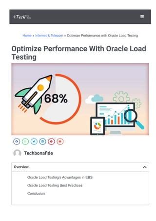 Optimize Performance With Oracle Load Testing Pdf Computer Software And Applications Computing