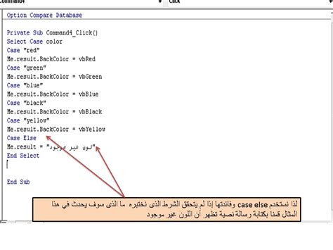 استخدام جملة Select Case الشرطية في Vba Access مدرسة الويب Web School