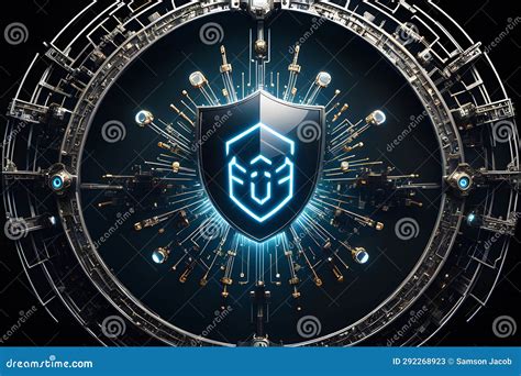 A Futuristic Tech Shield Cybersecurity Fortress Protecting A Digital Network Mesh Gen Ai Stock