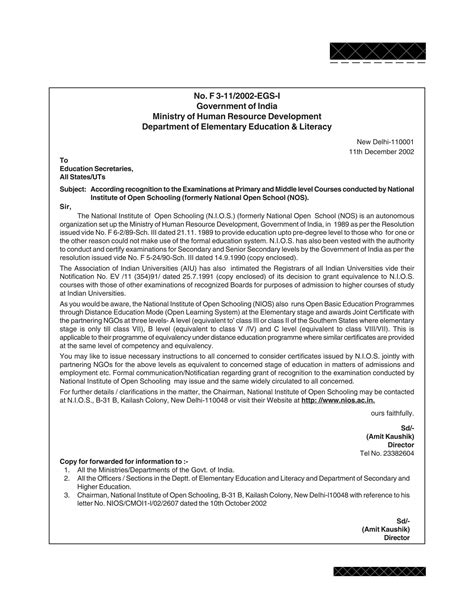 Nios Certificate Of Recognition And Approvals By 21kschool Issuu