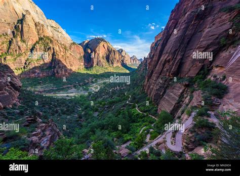Hiking In Beautiful Scenery In Zion National Park Along The Angels