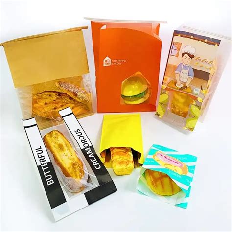 Greaseproof Printed Bakery White Kraft Bread Packaging Paper Bags With