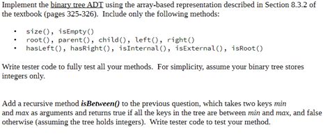 Implement The Binary Tree Adt Using The Array Based