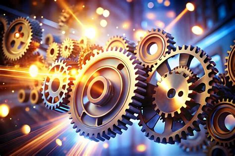 Glowing Abstract Gears In Motion Representing Operational Efficiency Concept As A Dynamic Shot