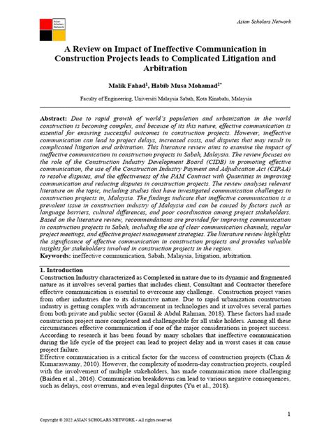 A Review On Impact Of Ineffective Communication In Construction Projects Leads To Complicated