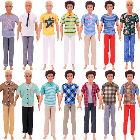 Ken Doll Clothes Round Neck T Shirt Plaid Shirt Suit Pants Daily Wear